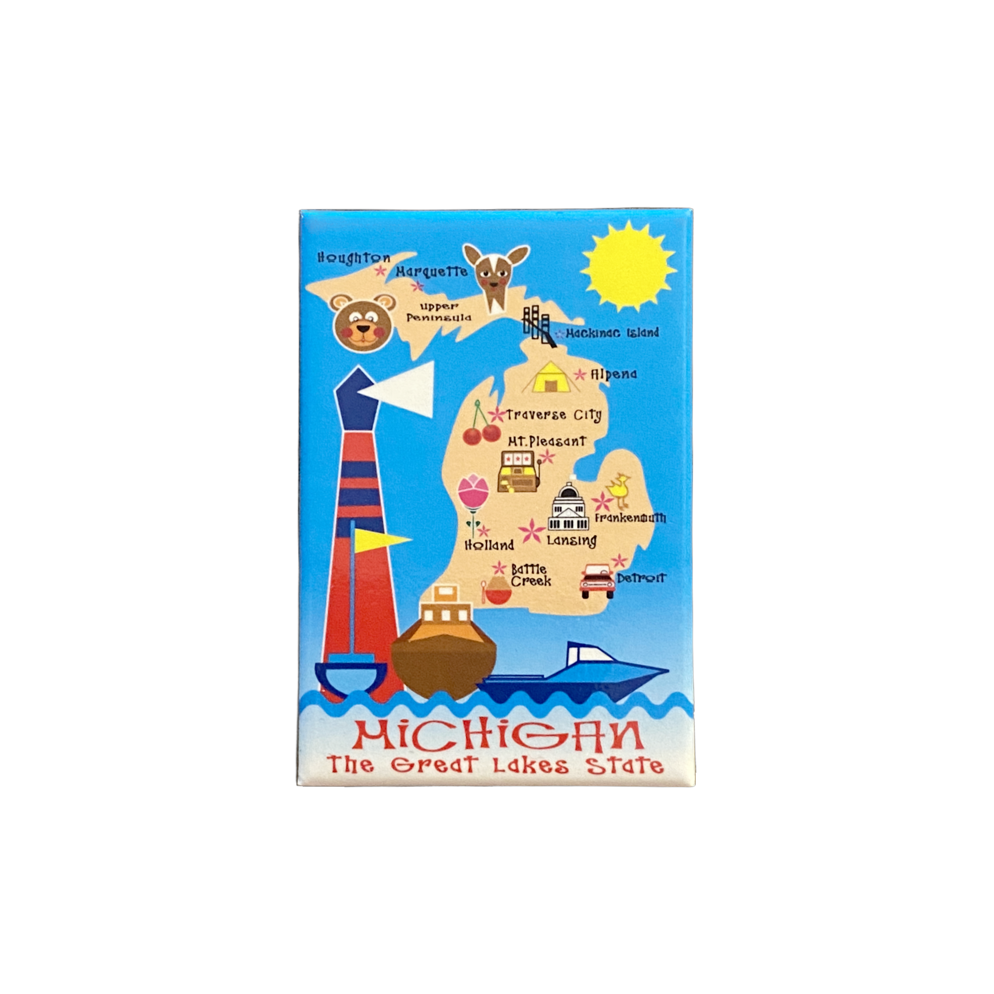 Magnet: Cartoon Michigan Map | My State Designs